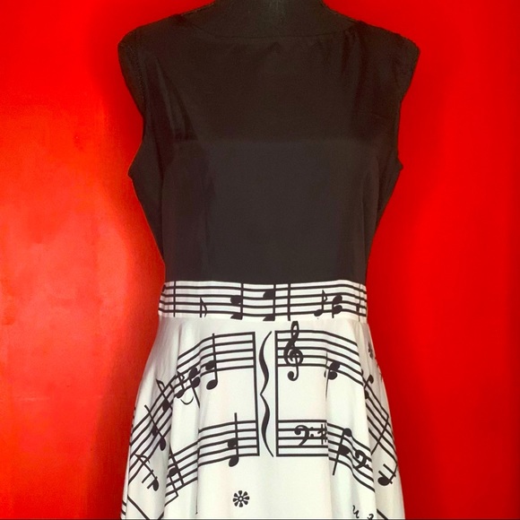Fancyqube | Dresses | Medium Bw Music Note Dress | Poshmark